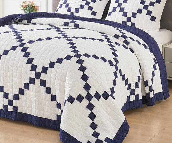 Irish Chain Patchwork Cotton Quilt Set - 100% Cotton – Quahog Bay Bedding