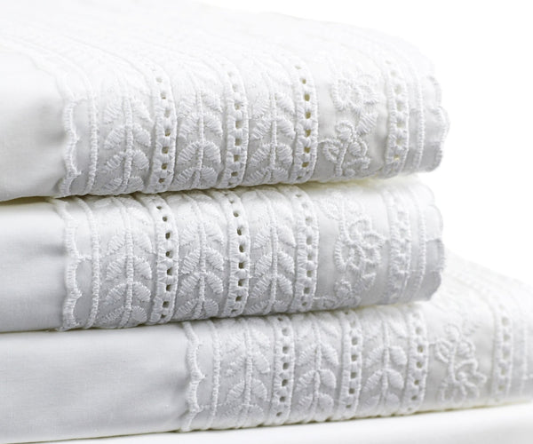 300TC Elizabeth Lace Cotton Percale Sheet Set - Sheets | Quahog Bay Bedding