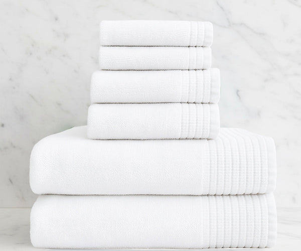 Luxury Bamboo 6 Piece Spa Towel Set – Cloud - Quahog Bay Bedding