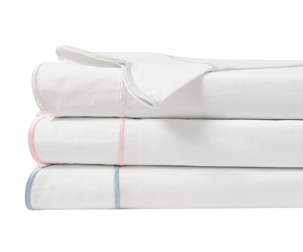 Coastal Scalloped Edge Embroidered 300TC Cotton Percale Sheet Set ...