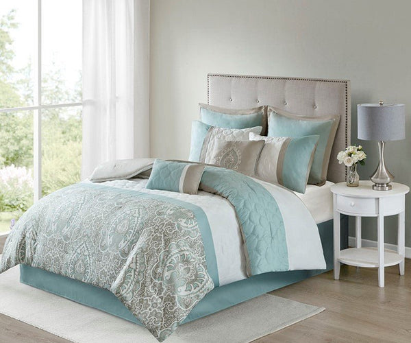 Madison Park Arya Embroidered Medallion Comforter Set - Seafoam ...